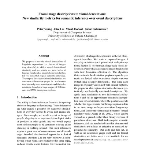 From Image Descriptions To Visual Denotations New Similarity Metrics For Semantic Inference