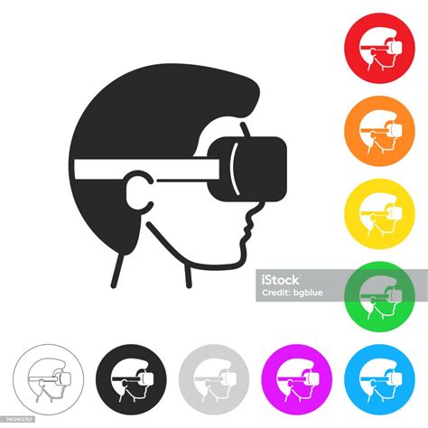 Vrヘッドセットを持つ男 バーチャルリアリティカラフルなボタンのアイコン お面のベクターアート素材や画像を多数ご用意 お面 カット