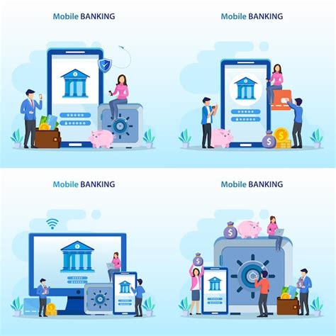 Vecteur Dillustration De Concept De Banque Mobile Vecteur Premium