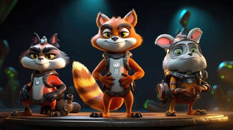 Premium Ai Image Foxes Caricature Characters Entire Body Poses With