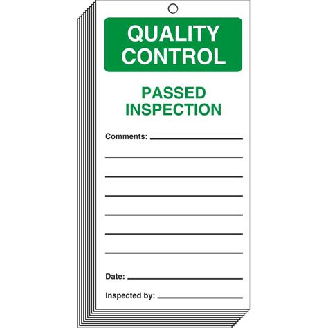 Quality Control Passed Inspection Tags Quality Control Safety Tags