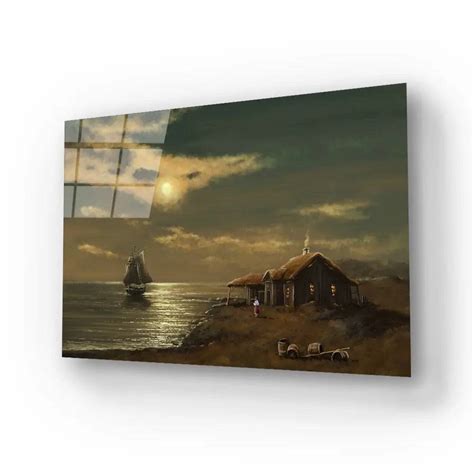 Sea Landscape Illustration Glass Wall Art Diy Splashbacks 4u