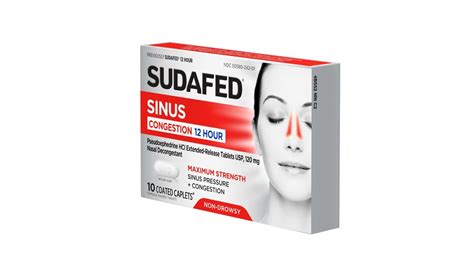 Sudafed Non Drowsy Sinus Congestion 12 Hour Pseudoephedrine 120 Mg Caplets 10 Ct Delivery