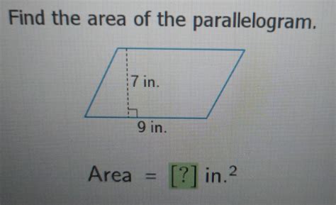 Solved Find The Area Of The Parallelogram Area Circ [] [math]