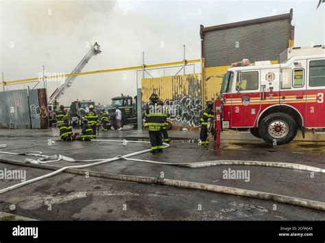 New York Ny September 7 2020 Firefighters Battle Massive Salvage