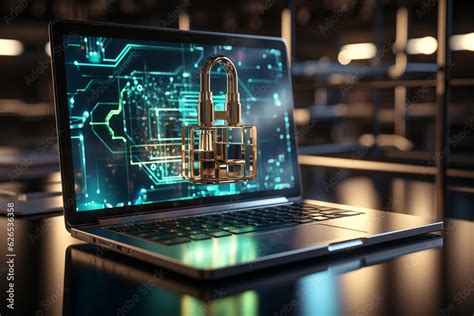 Cybersecurity Concept Depicting A Padlock On Top Of A Microchip Board