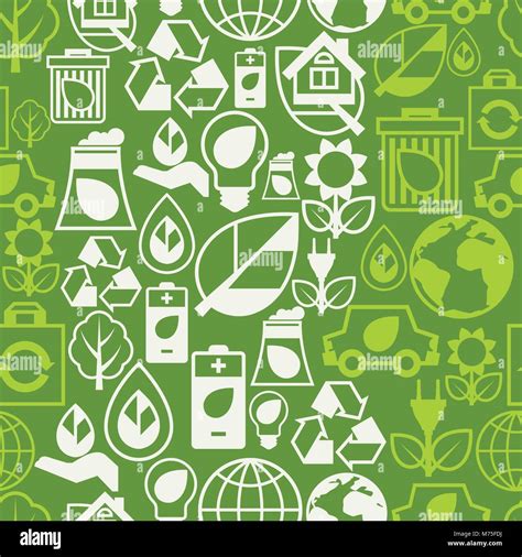 Ecology Seamless Pattern With Environment Icons Stock Vector Image