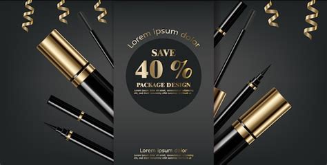 마스카라와 아이 라이너 컬렉션 프리미엄 벡터