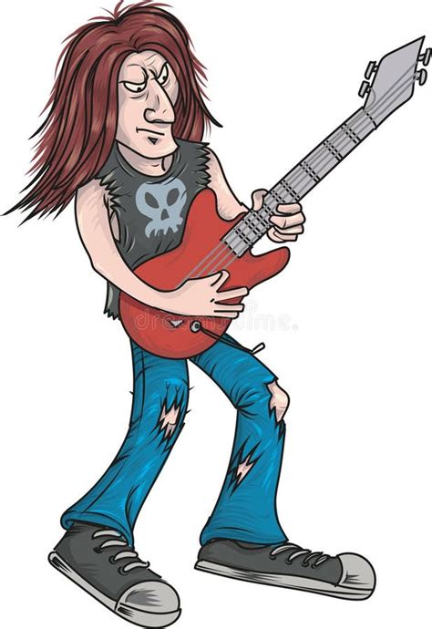 Rock Star Playing Guitar Heavy Metal Cartoon Stock Vector