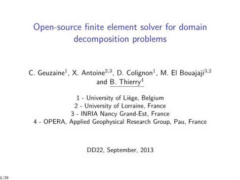 PDF Open source finite element solver for domain decomposition Open source ﬁnite element