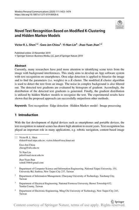 Novel Text Recognition Based On Modified K Clustering And Hidden Markov