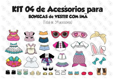 Kit 04 de Acessórios p Vestir imãs Bonecas LOL Elo7
