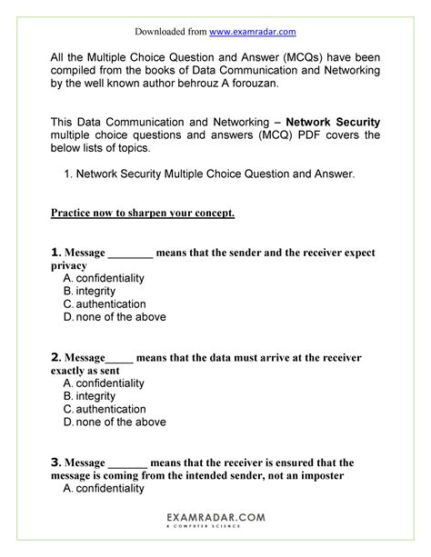 Ch 31 Network Security Multiple Choice Questions And Answers Pdf All The Multiple Choice