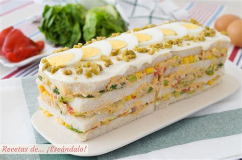 Pastel de atún frío con pan de molde Receta de aperitivo