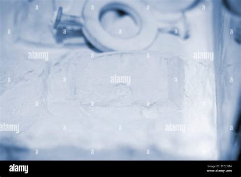 Objects Printed On A 3d Printer From Powdered Polyamide Lying In White Polyamide Powder Models