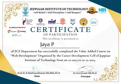 Jaya P On Linkedin I Am Excited To Share That I Have Completed Web Developement Course Which