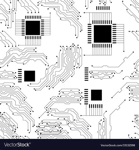 Microcircuit Abstract Techno Background Seamless Vector Image
