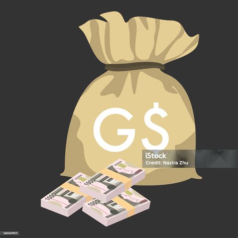 Guyana Dollar Vector Illustration Guyanese Money Set Bundle Banknotes