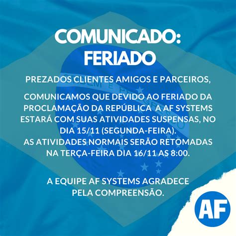 Comunicado Feriado Af Systems