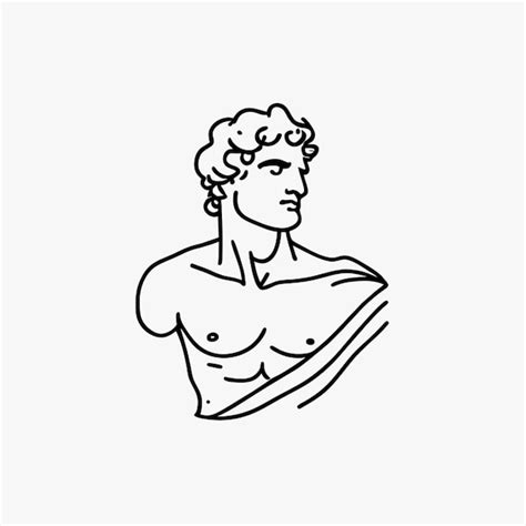 Statue Grecque Homme Illustration Vectorielle Art De Ligne Vecteur
