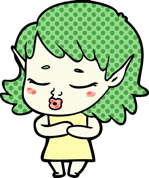 Shy Cartoon Elf Girl Png
