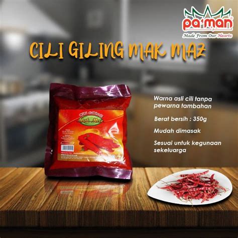 Cili Giling Mak Maz 350gm 700gm Atau 2kg Cili Boh Lada Kisar Paman Produk Muslim