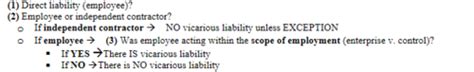 Vicarious Liability Flashcards Quizlet