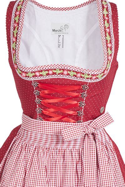 Mini Dirndl Tiana Aus Baumwolle In Rot Mit Punkten Und Blumenborte Wirkes