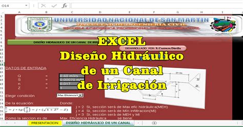 Plantilla Excel Diseño Hidráulico De Un Canal De Irrigación