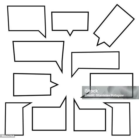 연설 거품 모양 사각형에 선형 아이콘 설정 0명에 대한 스톡 벡터 아트 및 기타 이미지 0명 기포 날씬한 Istock