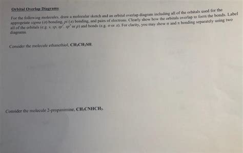 Solved Orbital Overlap Diagrams For The Following Molecules Chegg Com
