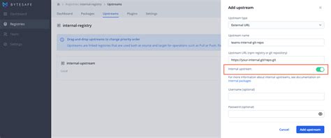 Internal Packages Bytesafe Documentation