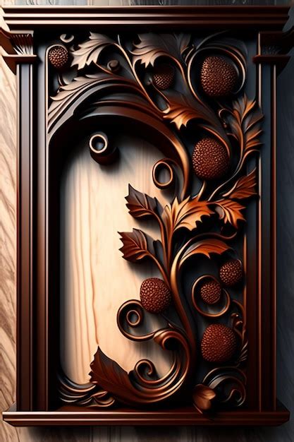 Una puerta de madera con un diseño floral Foto Premium