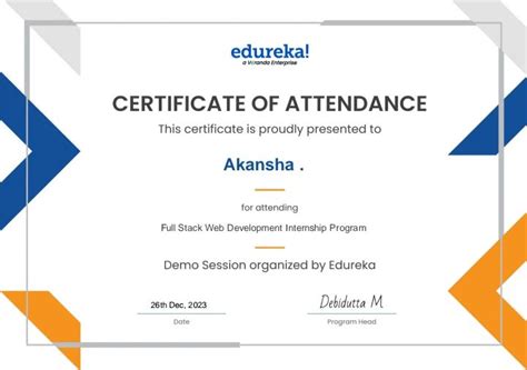 akansha devli on linkedin certified by edureka for demo session in web development