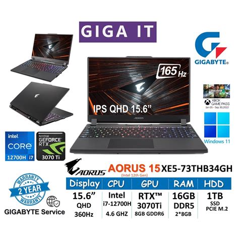 Gigabyte Aorus 15 Xe5 73thb34gh 156 Ips Qhd 165hz I7 12700h 16g