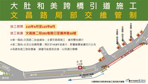 臺中市政府全球資訊網 市政新聞 大肚和美跨橋引道施工 文昌路422起局部交維管制