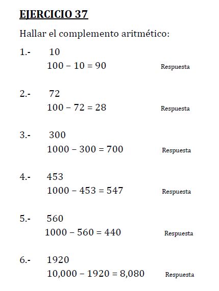 Mas De 3 060 Ejercicios Resueltos De Matemática Complemento Aritmetico