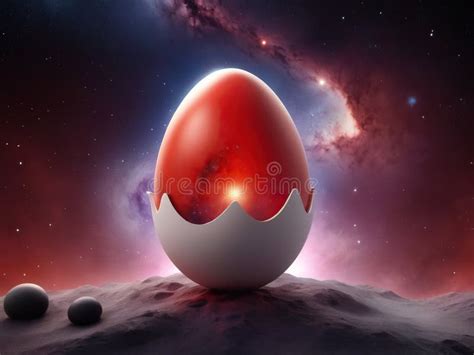 Illustration With A Surrealistic Egg In Space Stock Illustration