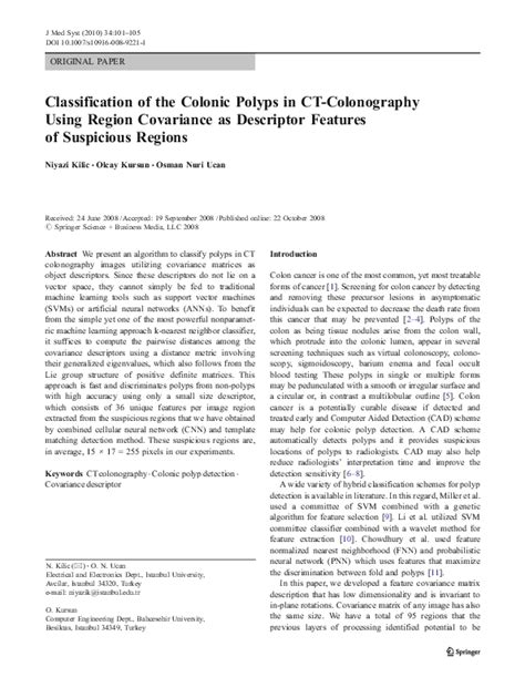 Pdf Classification Of The Colonic Polyps In Ct Colonography Using