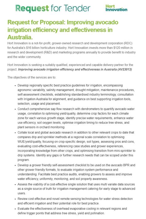 Hort Innovation Is Seeking A Suitably Qualified Experienced And Capable Delivery Partner For