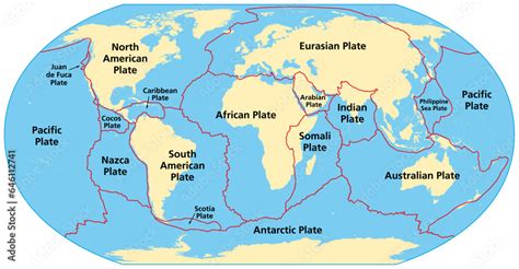 Map Of The Principal Tectonic Plates Of The Earth The Sixteen Major