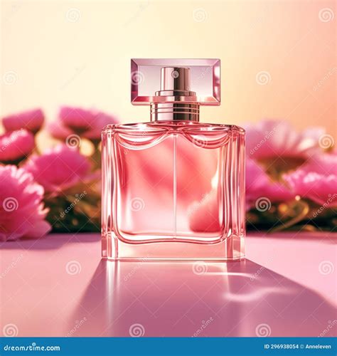 Luxurious Floral Scent Fragrance Bottle And Pink Flowers Perfume