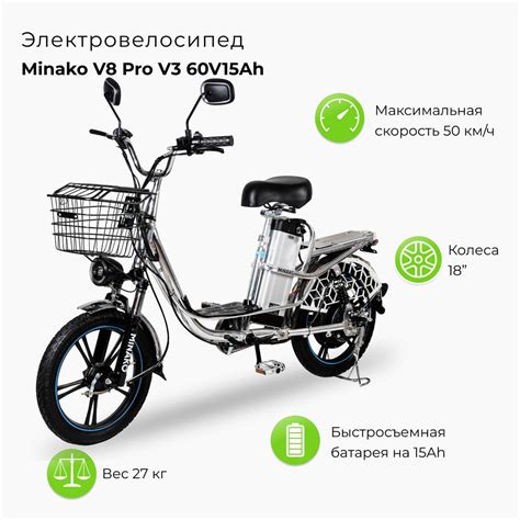 Электровелосипед Minako V8 PRO V3 60V/15Ah гидравлика - купить с ...