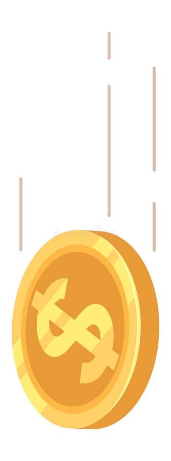 Dollar Coin Falling Down Golden Money Dropping Stock Vector