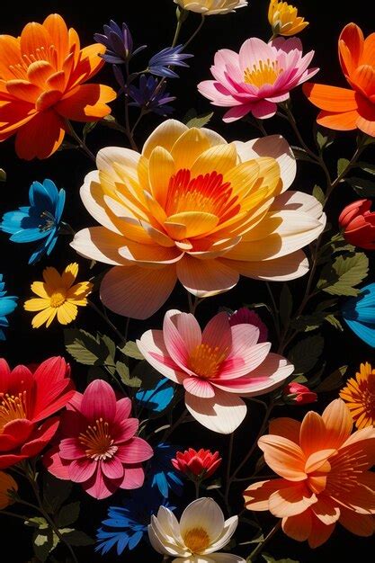 Premium Ai Image A Colorful Flower Is Display On A Black Background
