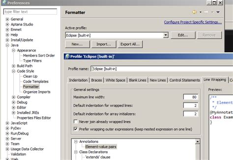 Java How To Avoid Eclipse Wrapping If Multiple Statements Stack