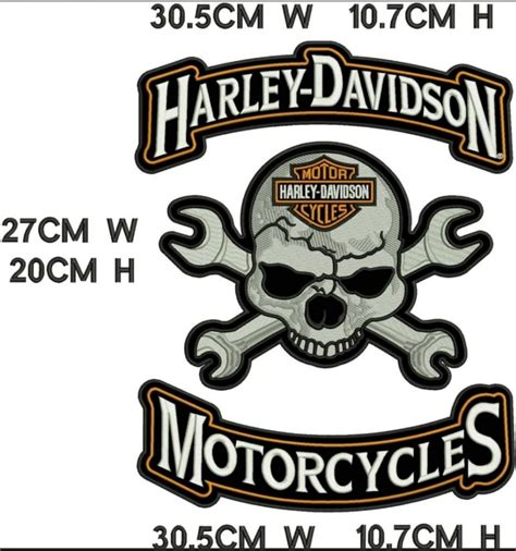 Harley Davidson G Skull Rockers Willie Rockers Embroidery Patches Set
