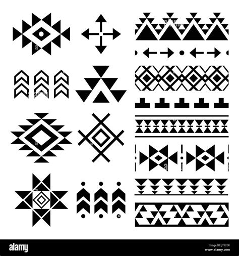 Navajo Print Aztec Pattern Tribal Design Elements Vector Folk