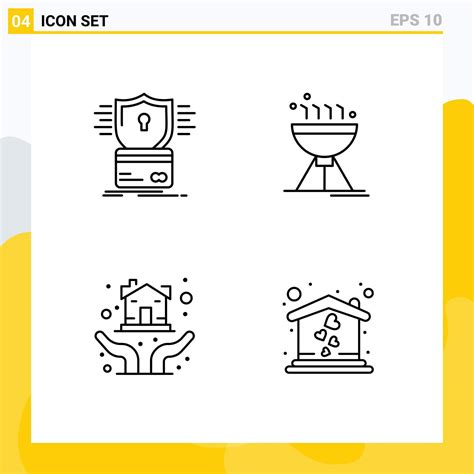 4 Universal Line Signs Symbols Of Security Hand Hacking Camping House