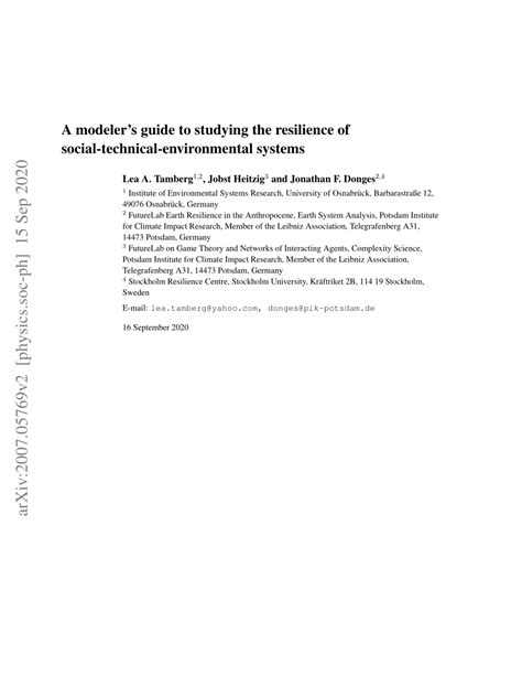 Pdf A Guideline To Modelling Resilience Of Complex Systems